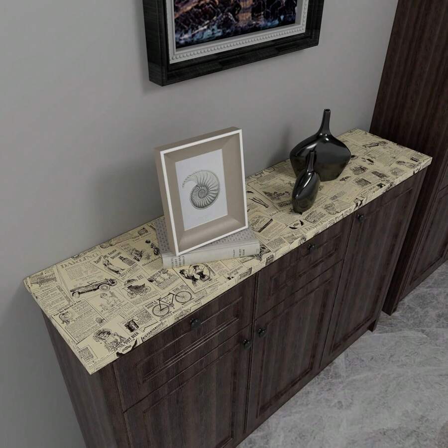 1 Roll Of Newspaper Pattern Contact Paper Retro Peel And Paste Self ...