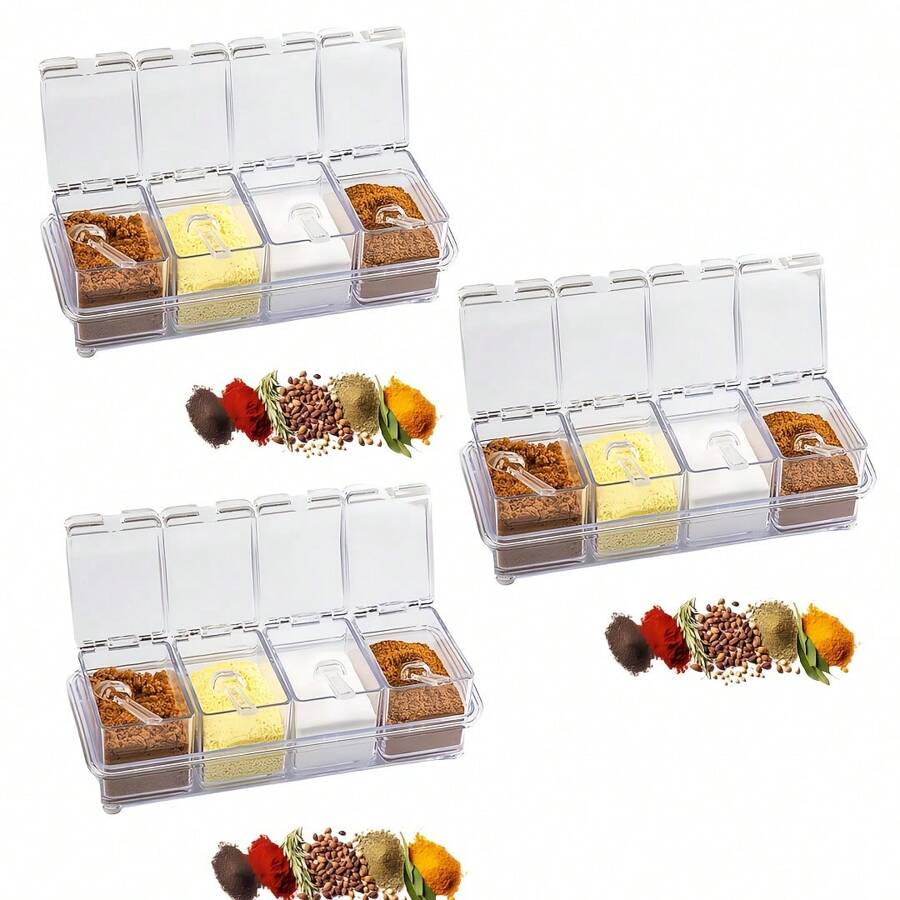 8 Clear Acrylic Containers For Organizing Spices With Lids And Spoon ...