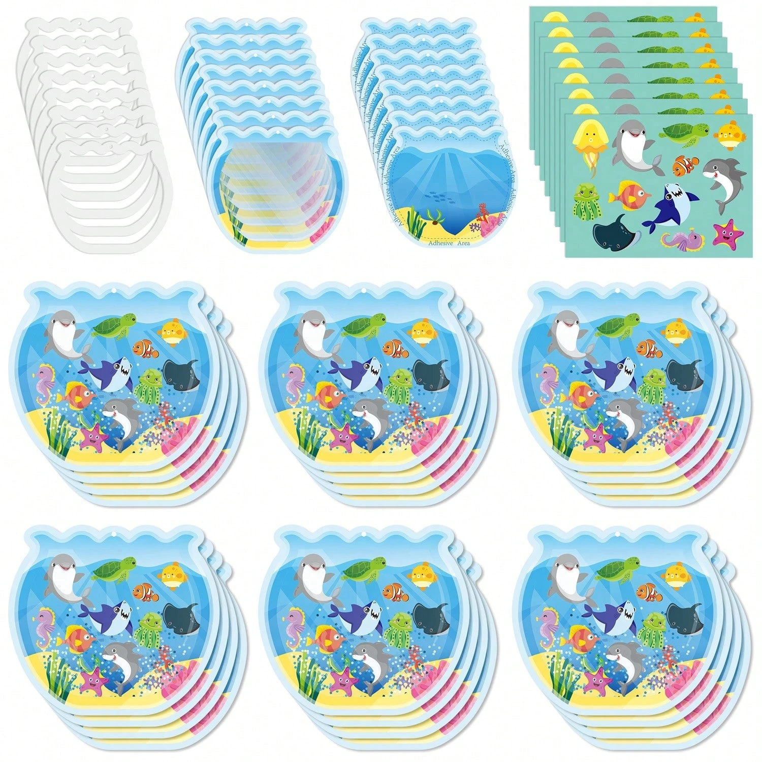 12/24Pcs DIY Ocean Animals Aquarium Scene With Glitter Sequins Sugar ...