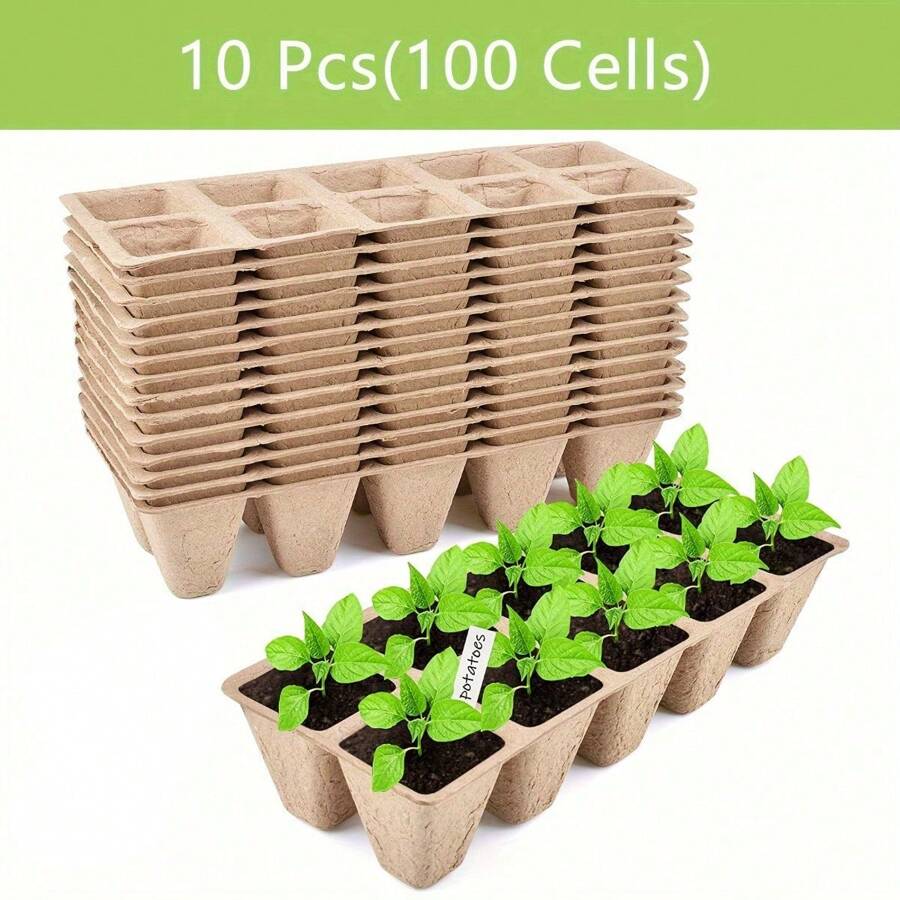 100 Cells Seedling Start Pots Trays, Peat Pots Seedling Pots, Seedling ...