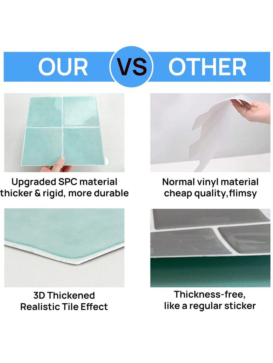 Peel And Stick Square Wall Decals For Effortless Kitchen And Bathroom ...