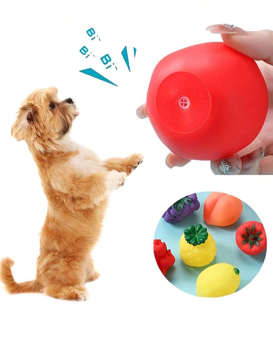 Squeaky Vegetable & Fruit Design Rubber Toys, Pet Water Toys ...