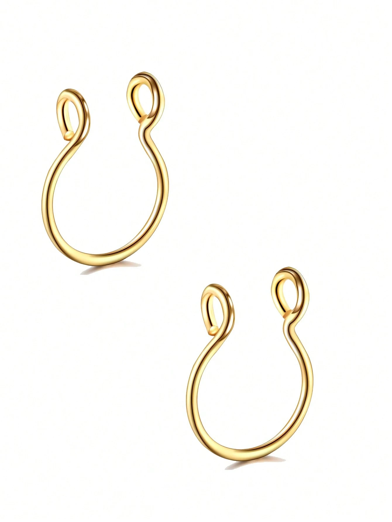 2 Pcs Of Women's Simple Fake Nose Nails Nose Rings Nose Clips Nasal ...