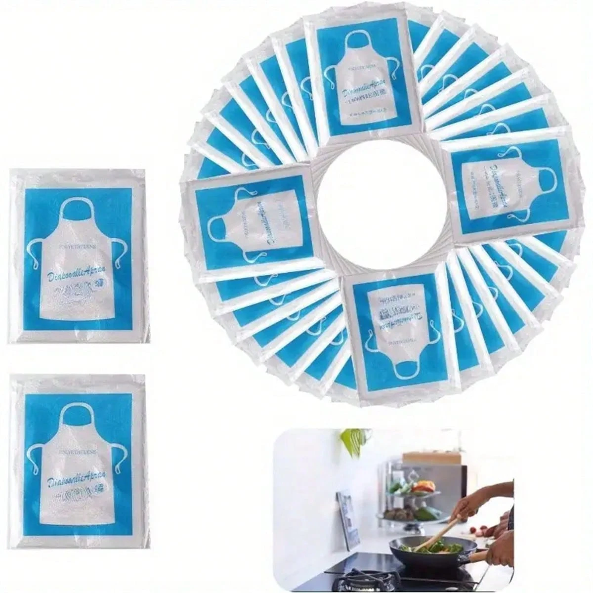 Delantales desechables - Paquete de 100/50/20/10, delantal de polietileno transparente para la ...