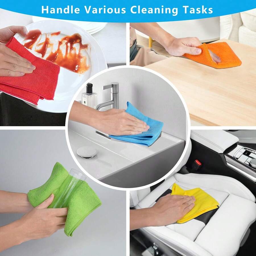 20pcs Highly Absorbent Microfiber Cleaning Cloths, Multi-Purpose Lint ...