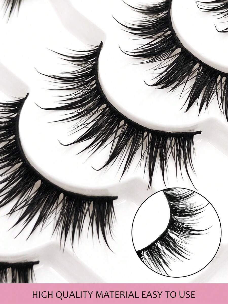 Asiteo 7 Pairs Wet False Eyelashes Dense & Fluffy Fairy Manga Style ...