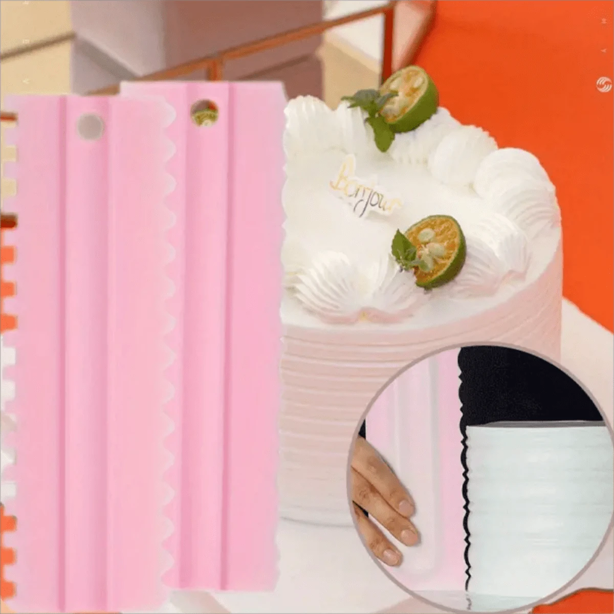 4pcs Cake Scraper Set, Plastic Serrated Cake Edge Trimmer, Mousse Cream ...