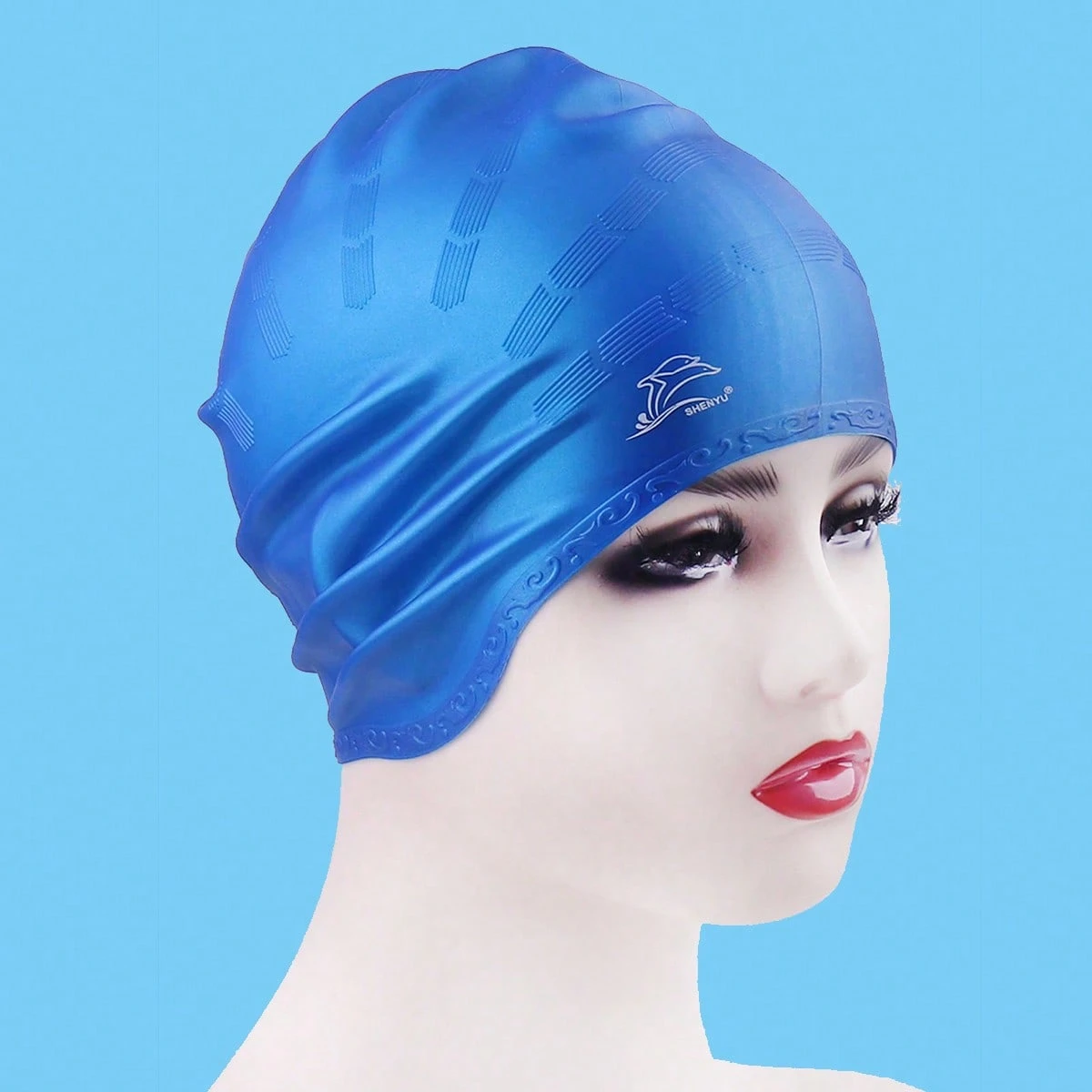 SHENYU Silicone Simple Swimming Cap With Ear Protection, Prevents Water ...
