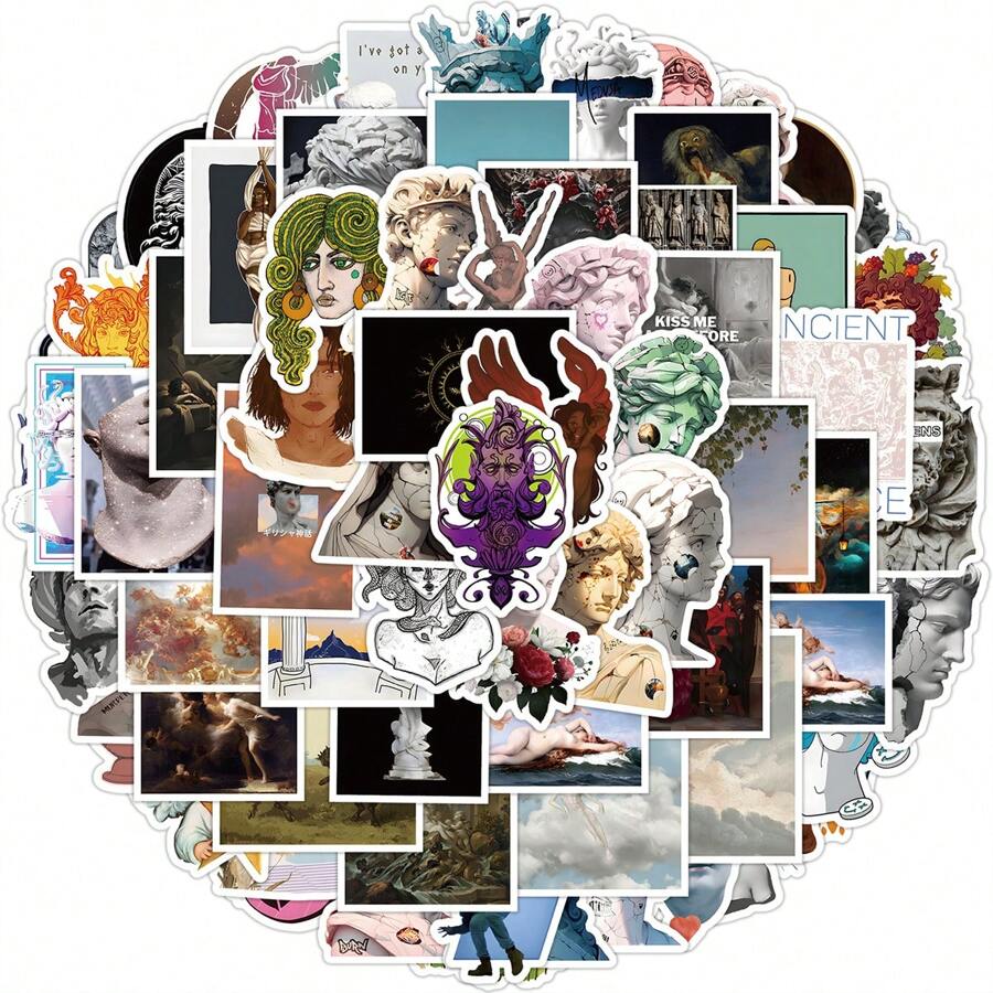 100PCS European Retro Stickers Vinyl Aesthetics Stickers Scrapbooking ...