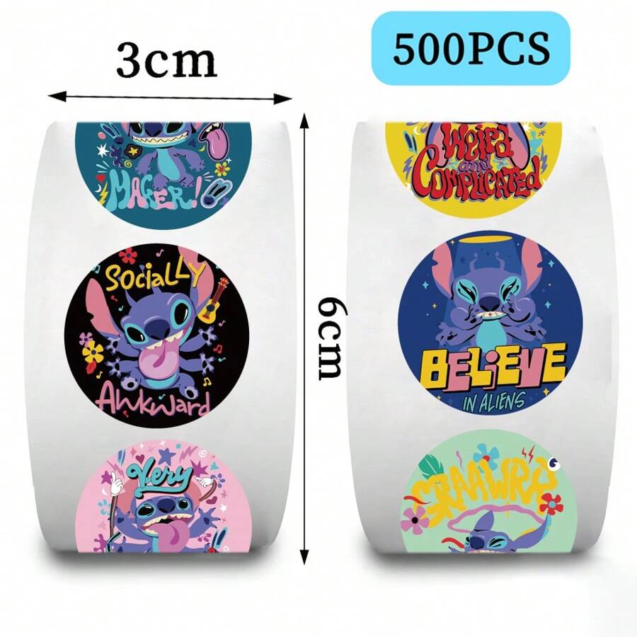Disney 500PCS Disney Stitch Stickers Roll 10 Styles Reward Stickers For ...