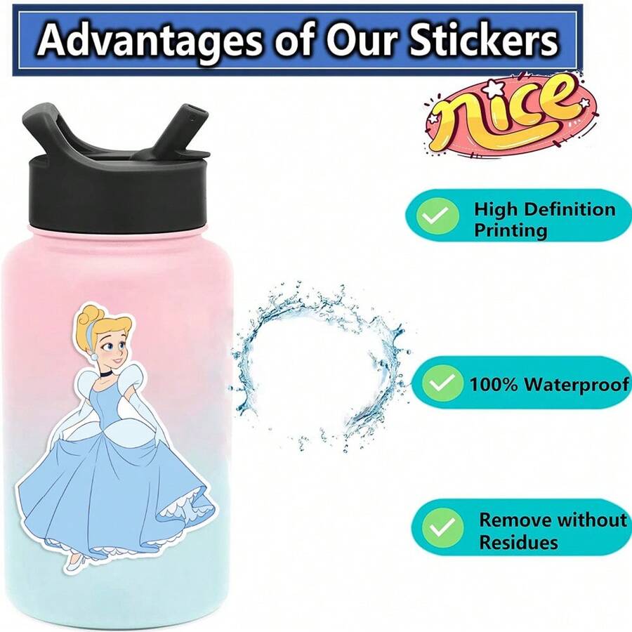 Disney 8pcs Disney Princess Stickers DIY Make A Face Princess Aesthetic ...