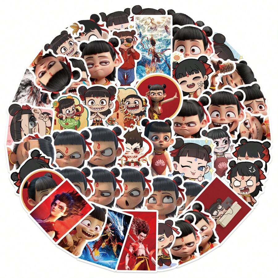 50 Classic Anime Nezha Graffiti Stickers Guitar Laptop Luggage DIY ...