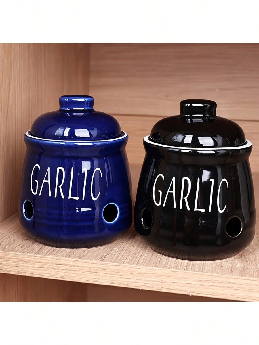 Ceramic Mini Garlic Storage Box With Lid, Suitable For Countertop Small ...