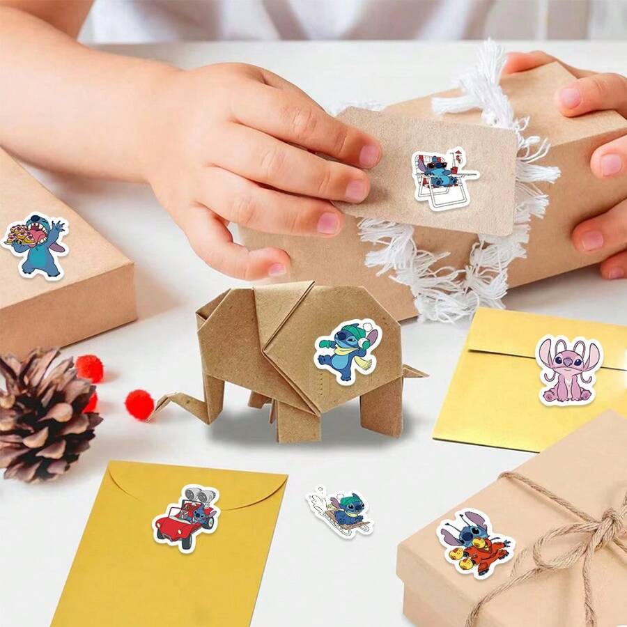 Disney 500PCS Disney Stitch Stickers Roll 10 Styles Cute Movie Cartoon ...