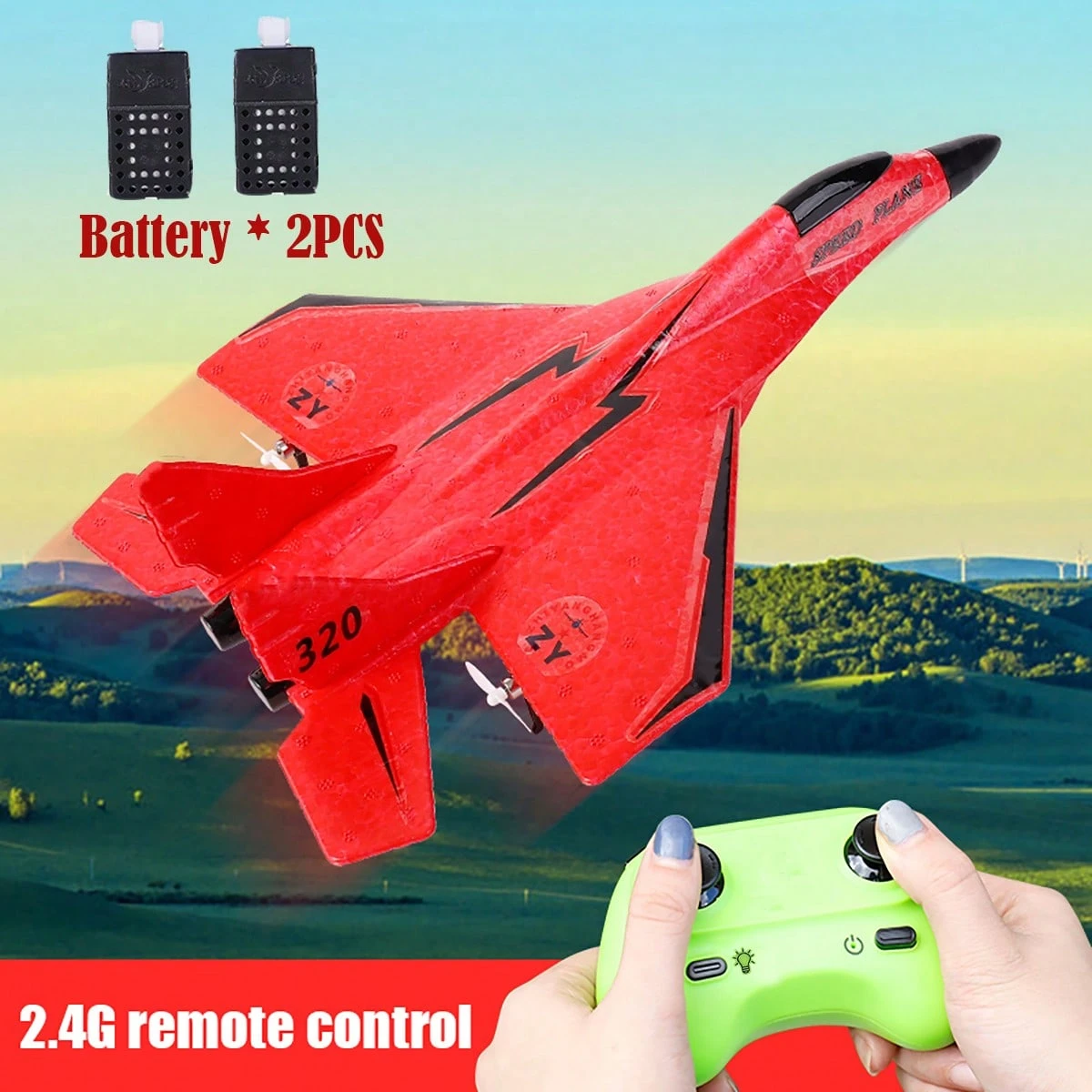 Avion en mousse RC avec 2 piles, avion télécommandé 2,4 G, planeur de ...