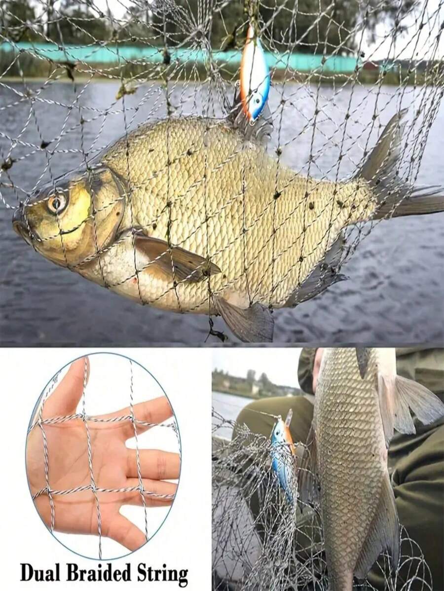 Rede de Pesca Dobrável com Corda - Anéis de Aço Macio e Rede de Náilon ...