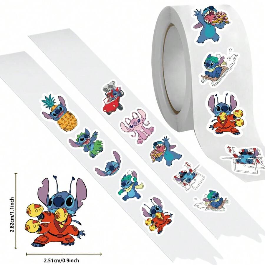 Disney 500PCS Disney Stitch Stickers Roll 10 Styles Cute Movie Cartoon ...