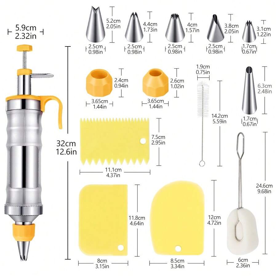 Cake Decorating Gun Set With Scrapers And Cleaning Brush Essential ...