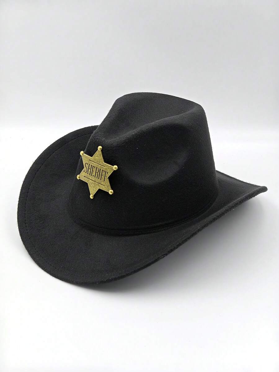 1pc Classic Sheriff's Cowboy Hat, Unisex Couple Costume Party Prop ...