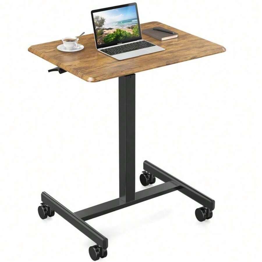 Small Mobile Rolling Standing Desk - Overbed Table, With Wheels ...