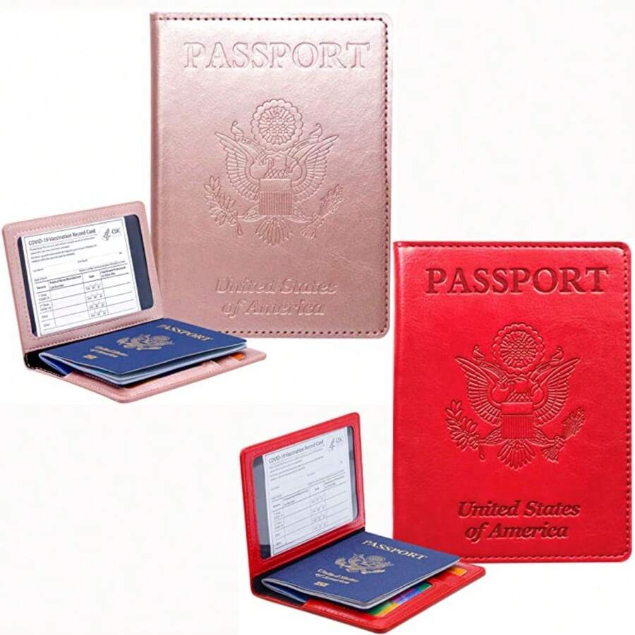 Summer Sun Upgraded PU Leather Rfid Passport Passport And Vaccine Card ...