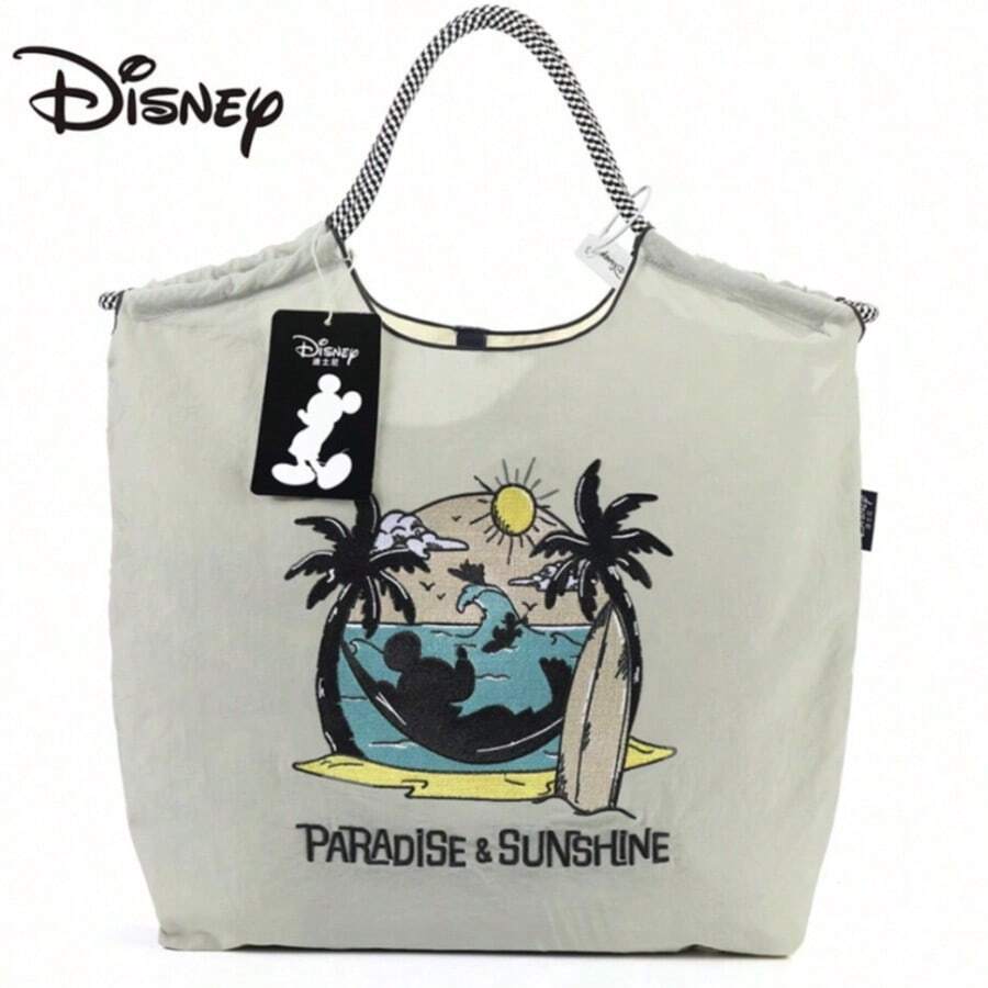 Disney Oversized Disney Light Grey Mickey Mouse & Palm Tree Embroidered ...