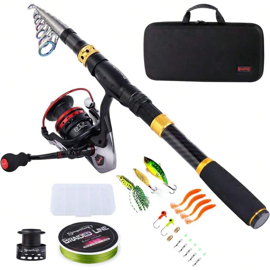 Sougayilang Fishing Rod Combos With Telescopic Fishing Pole Spinning ...
