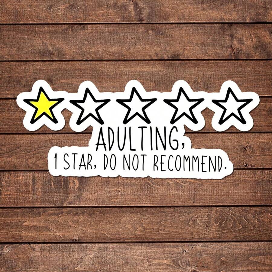 1/2/5pcs Funny 'One-Star Adulting' Vinyl Sticker - 3 Inch, Reusable ...