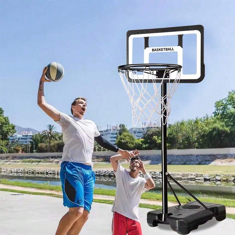 8FT Adjustable Height Basketball Hoop System Net Stand Portable Heavy ...