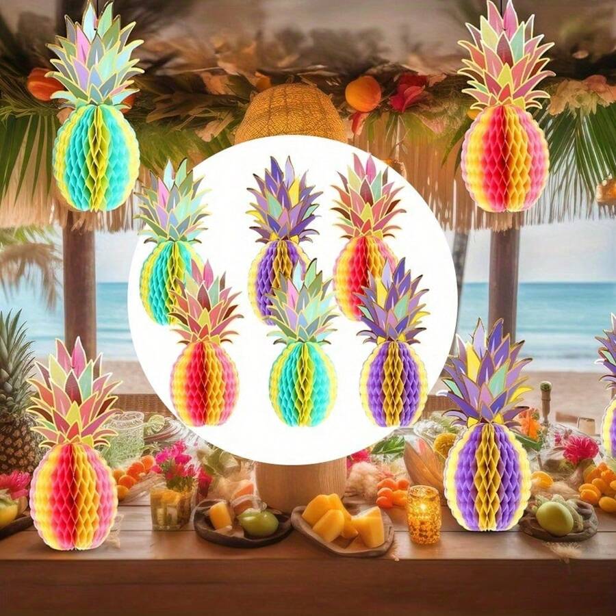 6 Pcs Huge Pineapple Centerpiece For Tables - 12 Inch Luau Party ...