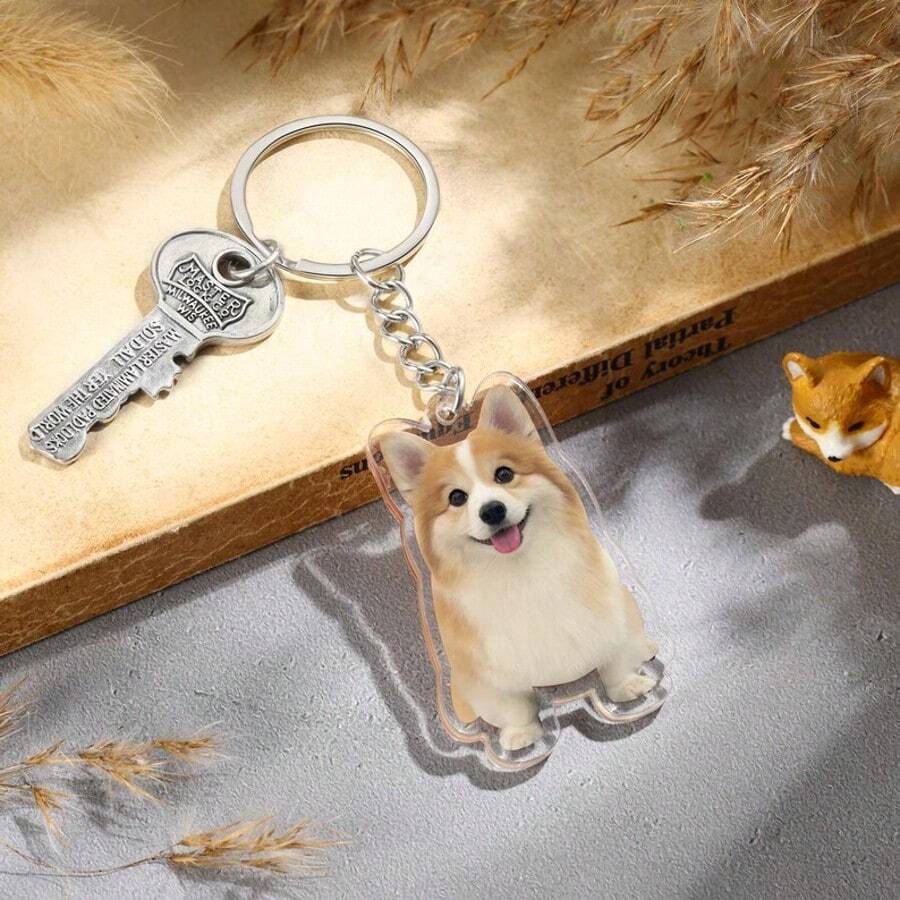 Customized Acrylic Pet Key Ring Pet Picture Key Ring Dog Key Ring ...