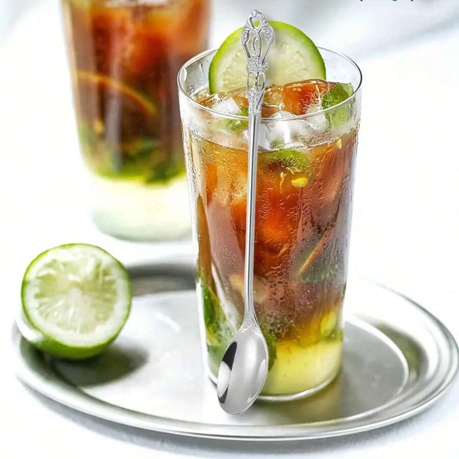 1/2/5/10pcs Long Iced Tea Spoon Set, Elegant Design, Excellent Mirror ...