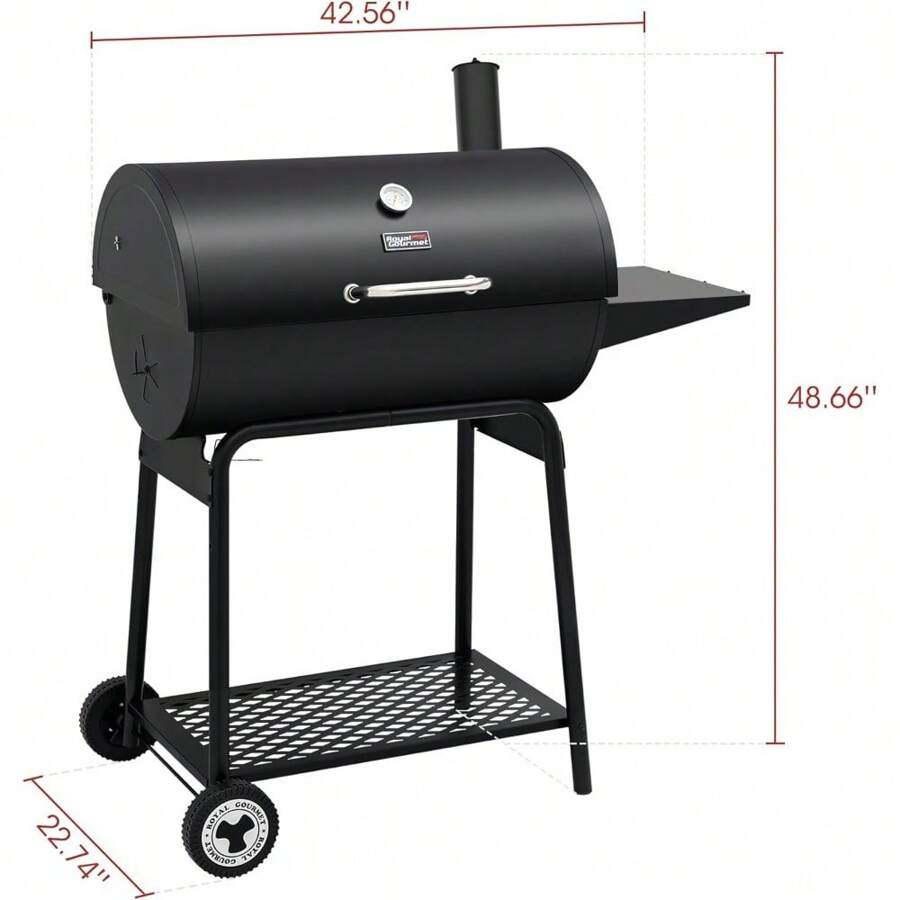 CC1830 30 Inch Barrel Charcoal Grill With Side Table, Outdoor BBQ Grill ...