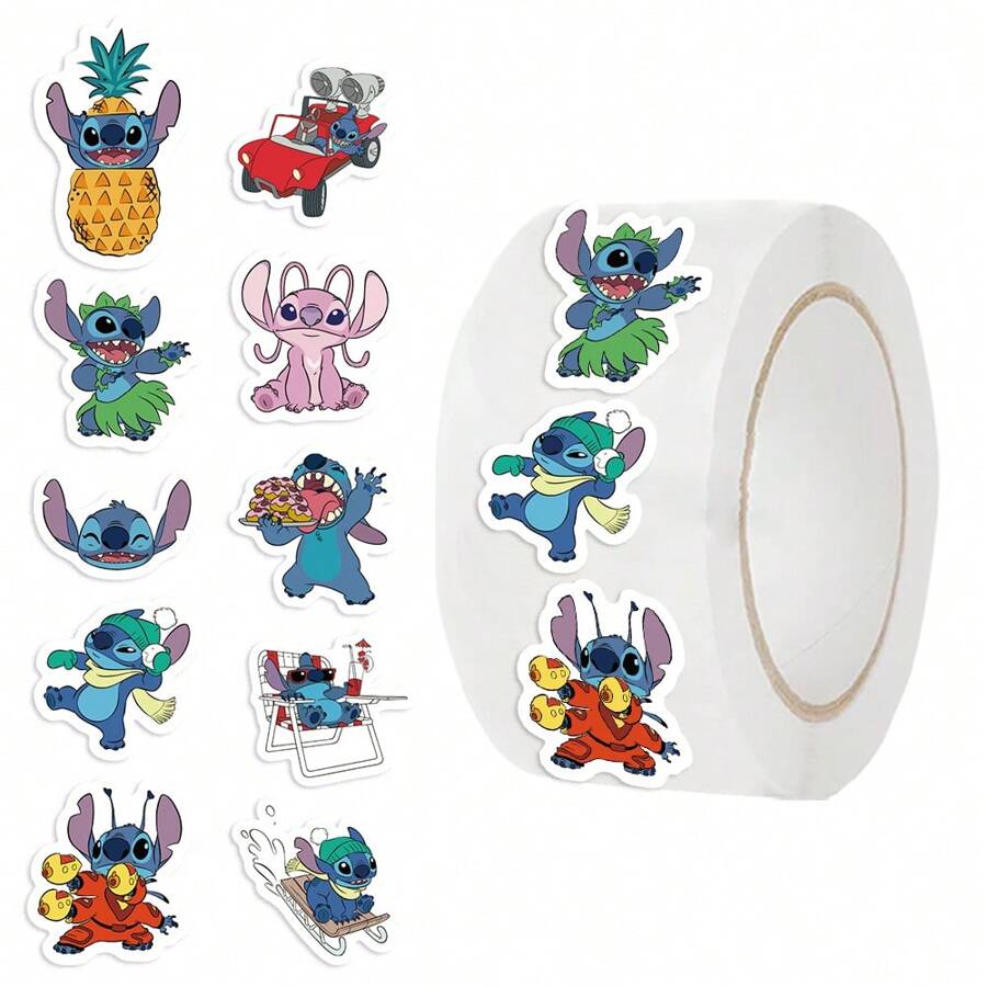 Disney 500PCS Disney Stitch Stickers Roll 10 Styles Cute Movie Cartoon ...