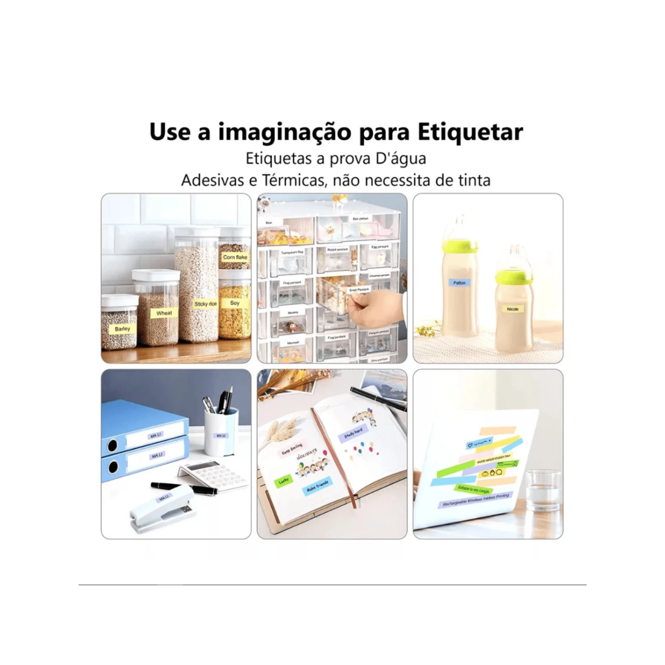 Mini Impressora Etiquetadora Térmica Portatil corte de etiqueta fácil ...