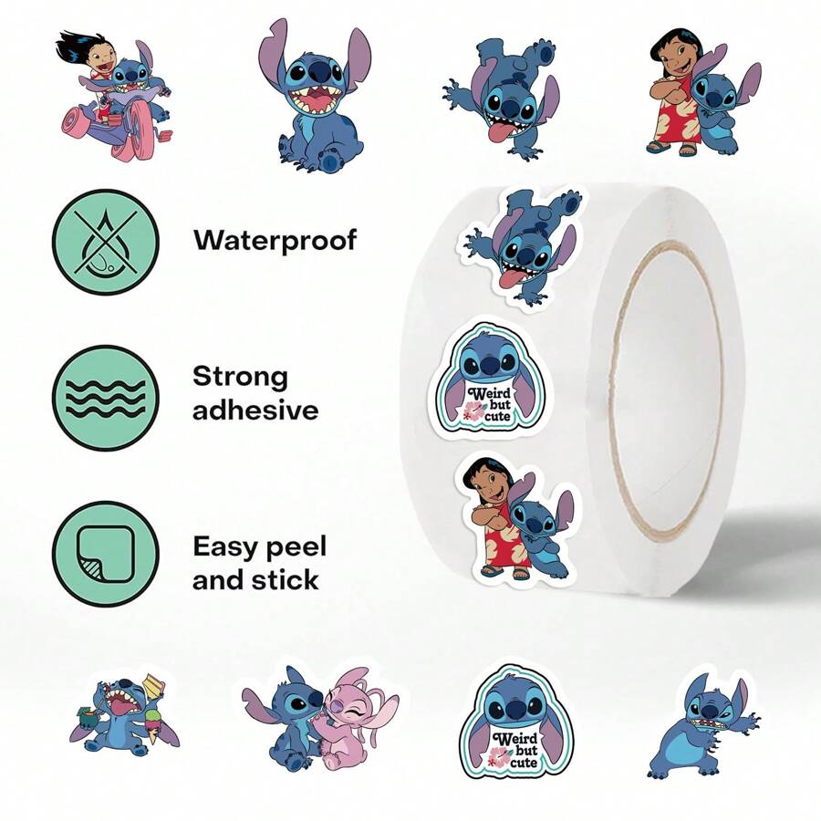 Disney 500PCS Disney Stitch Stickers Roll 10 Styles Stitch And His ...