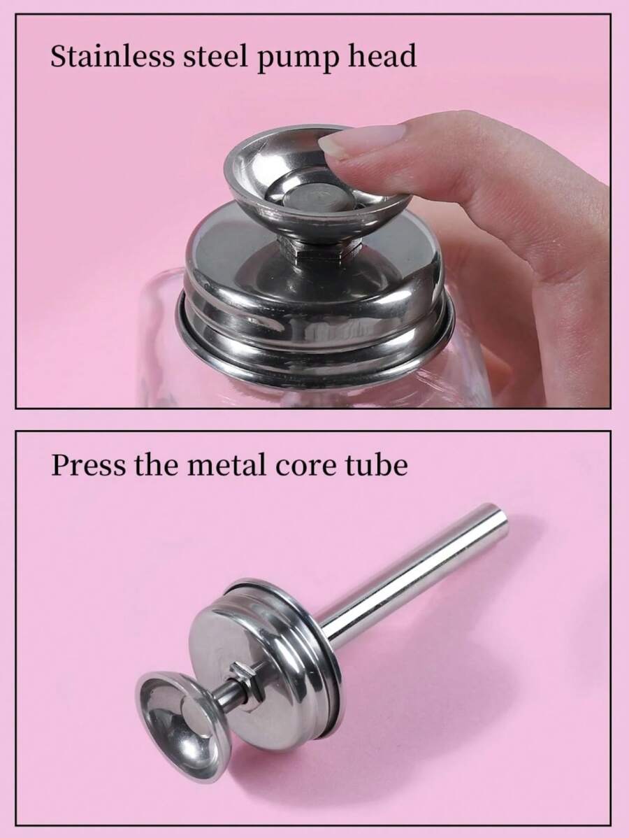 1Pc 6 Oz/ 180ml Nail Polish Remover Pump Empty Dispenser Bottle Push Down Glass Empty Pump ...