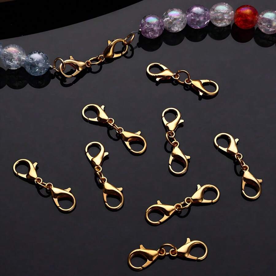 8 Pcs Double Lobster Clasp Extender Gold Silver Lobster Claw Clasps Bracelet Extender Clasp 1 ...