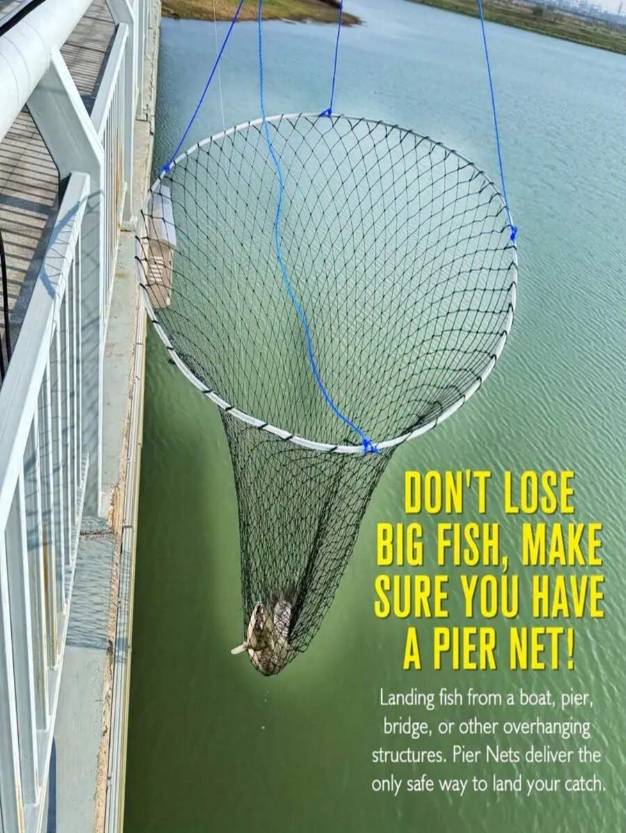 Foldable Fishing Net With Rope - Durable Soft Steel Rings And Nylon Net ...