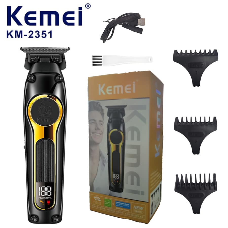 Tondeuse à cheveux rechargeable par USB Kemei KM-2351 avec lame DLC, tondeuse électrique sans ...