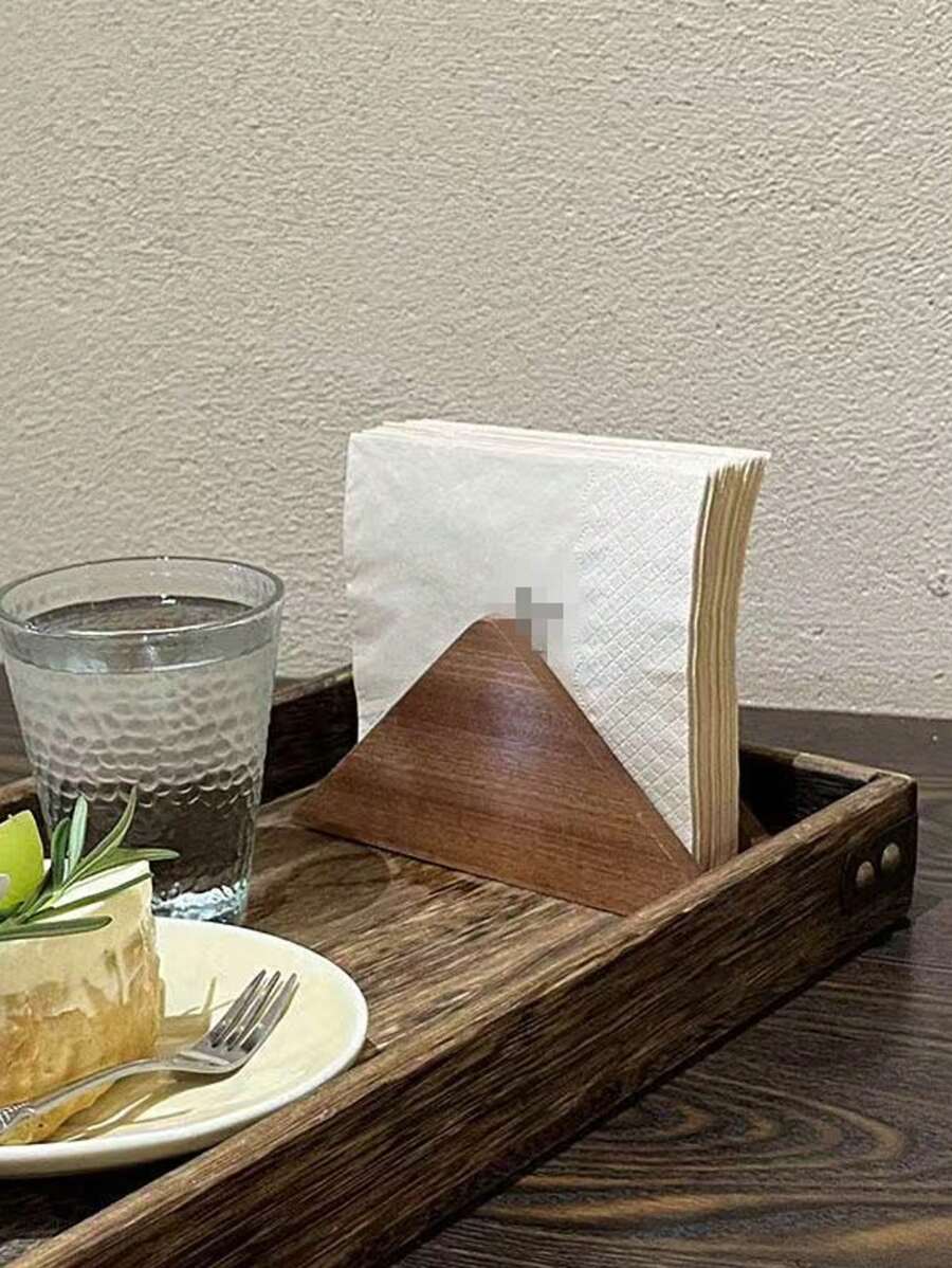 Wooden Napkin Holder, Upscale Triangular Paper Towel Organizer Tissue ...