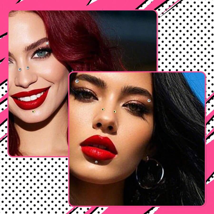 AVYRING 3 Folhas de Piercing Falso de Lábio, Piercing Falso de Nariz ...