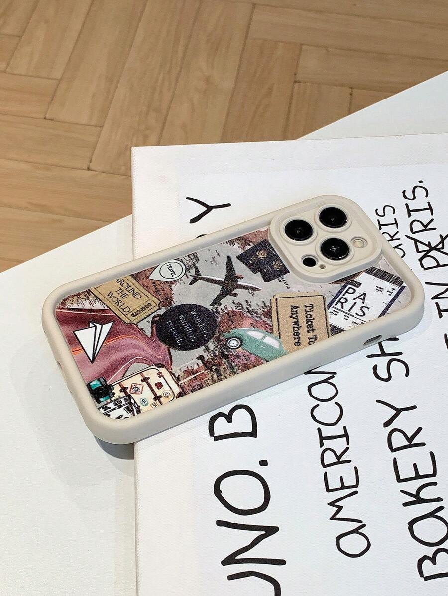 Airplane & Road Map Slogan Anti-Drop Phone Case Compatible With Iphone ...