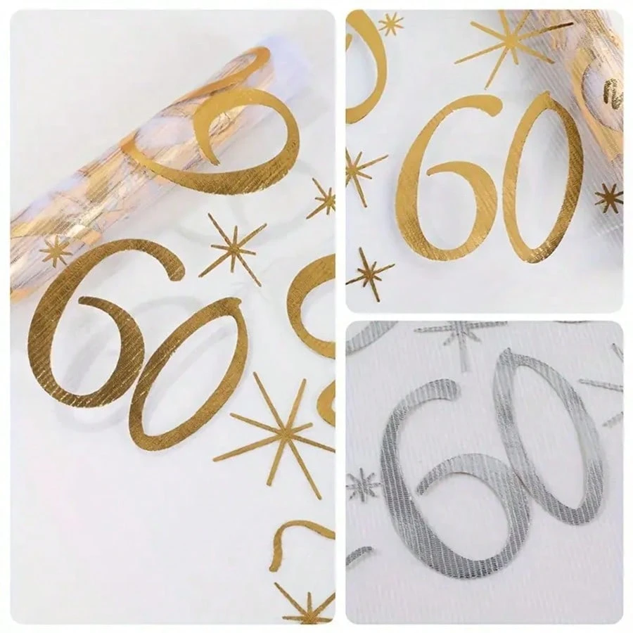 1pc Elegant Gold Foil Numbering Print Table Runner, Suitable For Dining ...