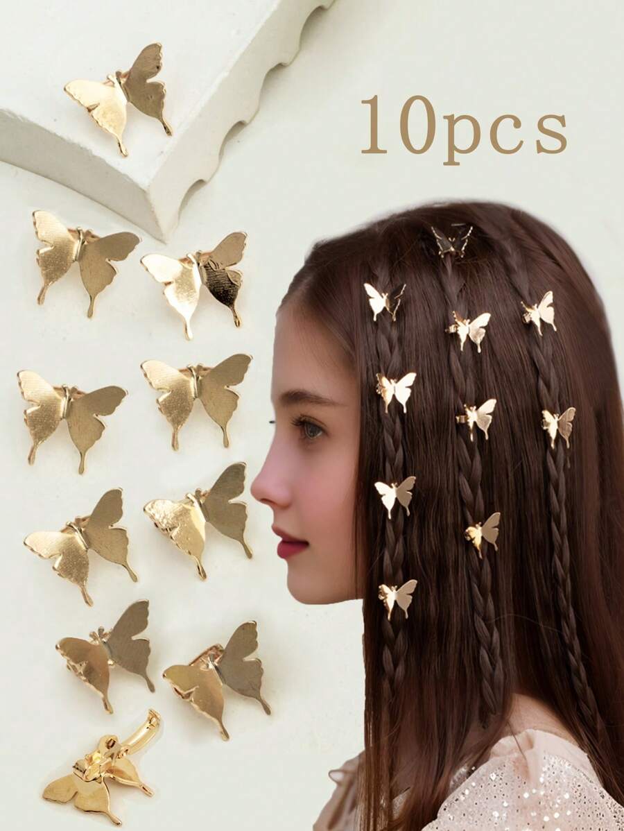 10pcs Gold Butterfly Hair Clips, Silver Small Butterfly Hair Clips ...