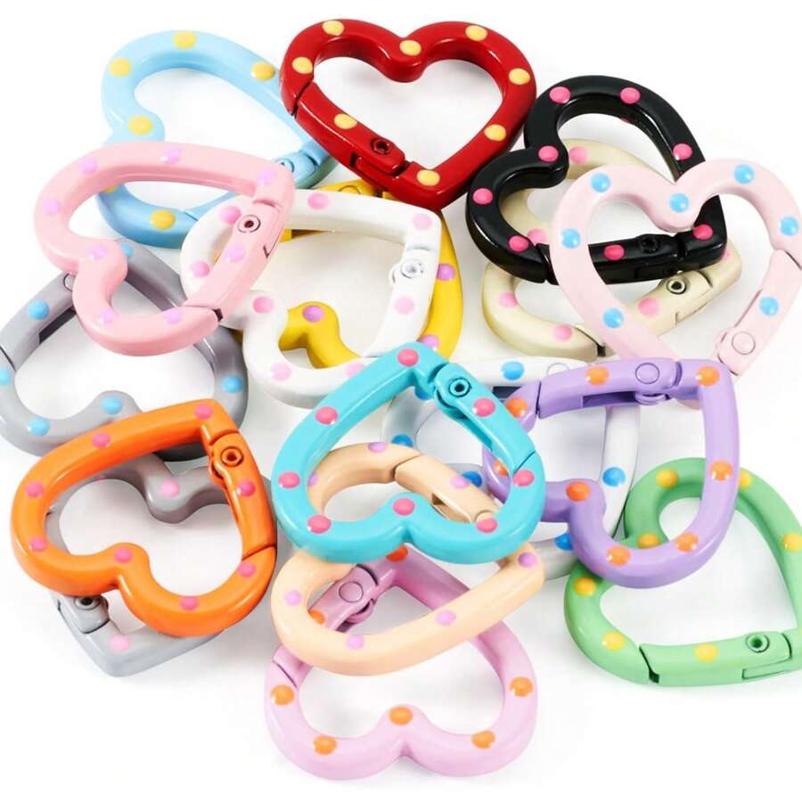 5pcs/Set Random Color Heart Shaped Keychains, Double-Sided Enamel Candy ...