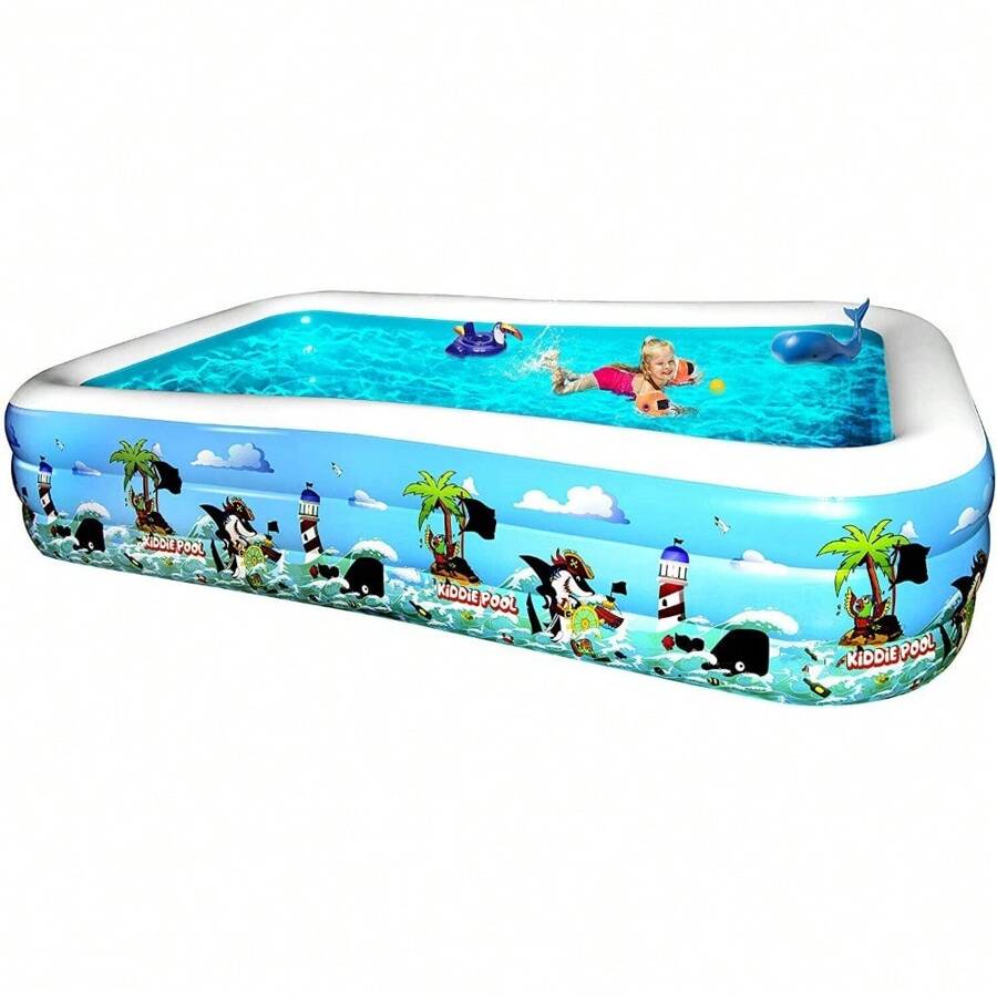 Inflatable Pool, 120" X 72" X 22" Family Full-Sized Inflatable Lounge ...