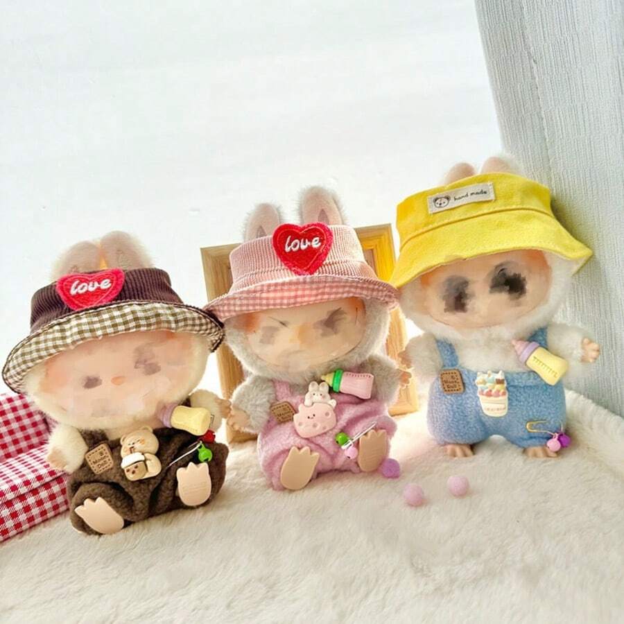 Labubu Clothing Sit Sit Doll Clothes Suéter Com Coração E Chapéu De ...