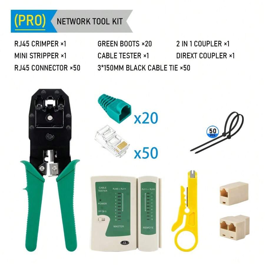 RJ45 Crimper Lan Tester Tool Set Ethernet Cable Stripper Punch Down ...