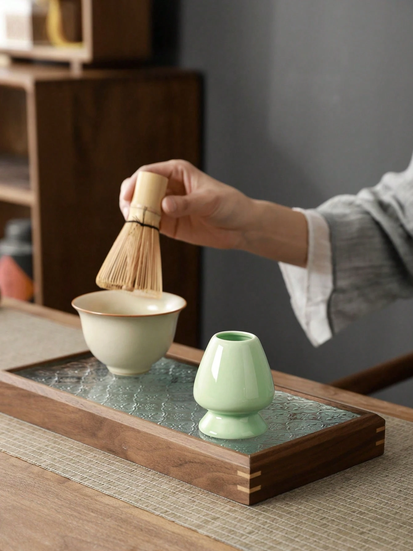 Set de 3 piezas de utensilios para té matcha que incluye mezclador de matcha, risp de té matcha ...